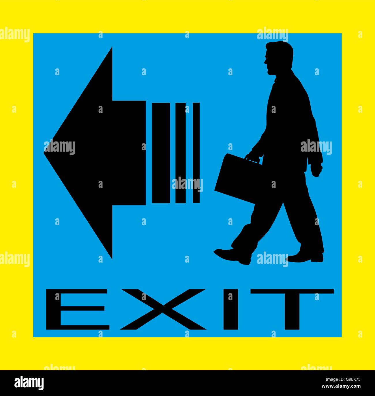 Exit emergency sign door with human figure, label, icon Stock Vector ...