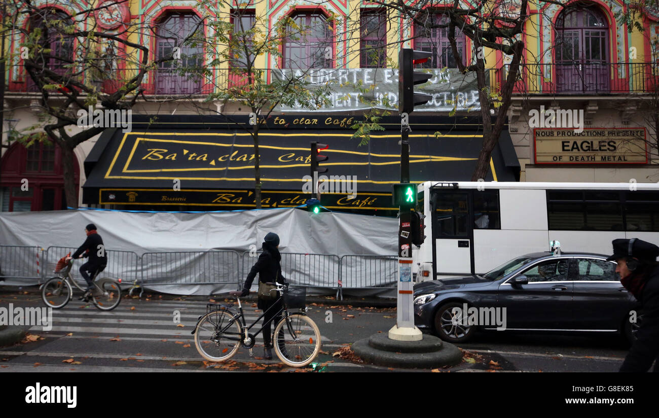 The exterior of the Bataclan theatre in Paris, as Parisians returned to ...
