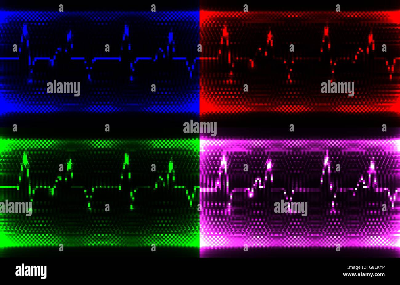 set Colorful human heart normal sinus rhythm, electrocardiogram record ... set Colorful human heart normal sinus rhythm, electrocardiogram record ...