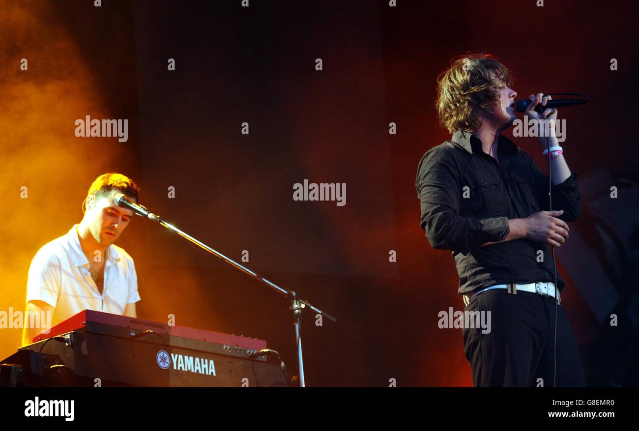 Showbiz music singer performing on stage singing keyboard player hi-res ...