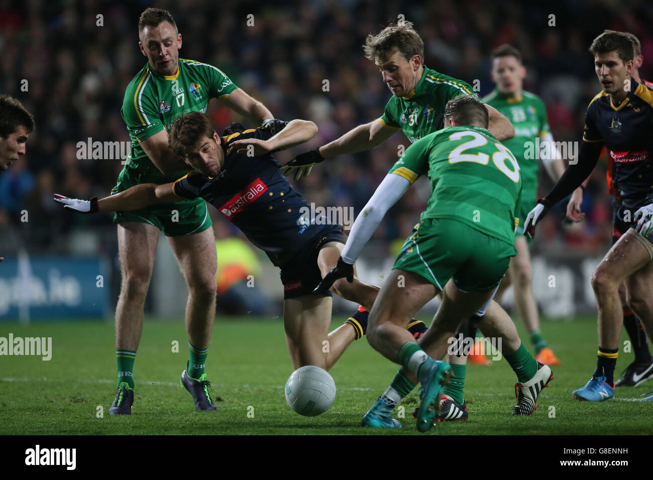 Australia's Jarryd Roughead in action against Paul Kerrigan during the ...