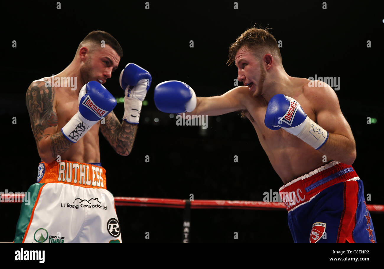 Manchester Arena Boxing. Isaac Lowe (right) and Ryan Doyle during the ...