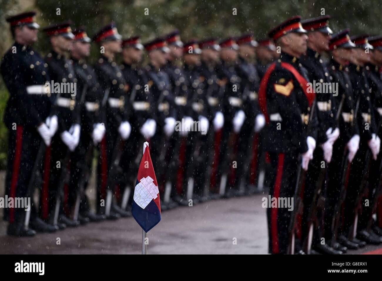 The Maltese flag flies beside a guard of honour on the red carpet at ...
