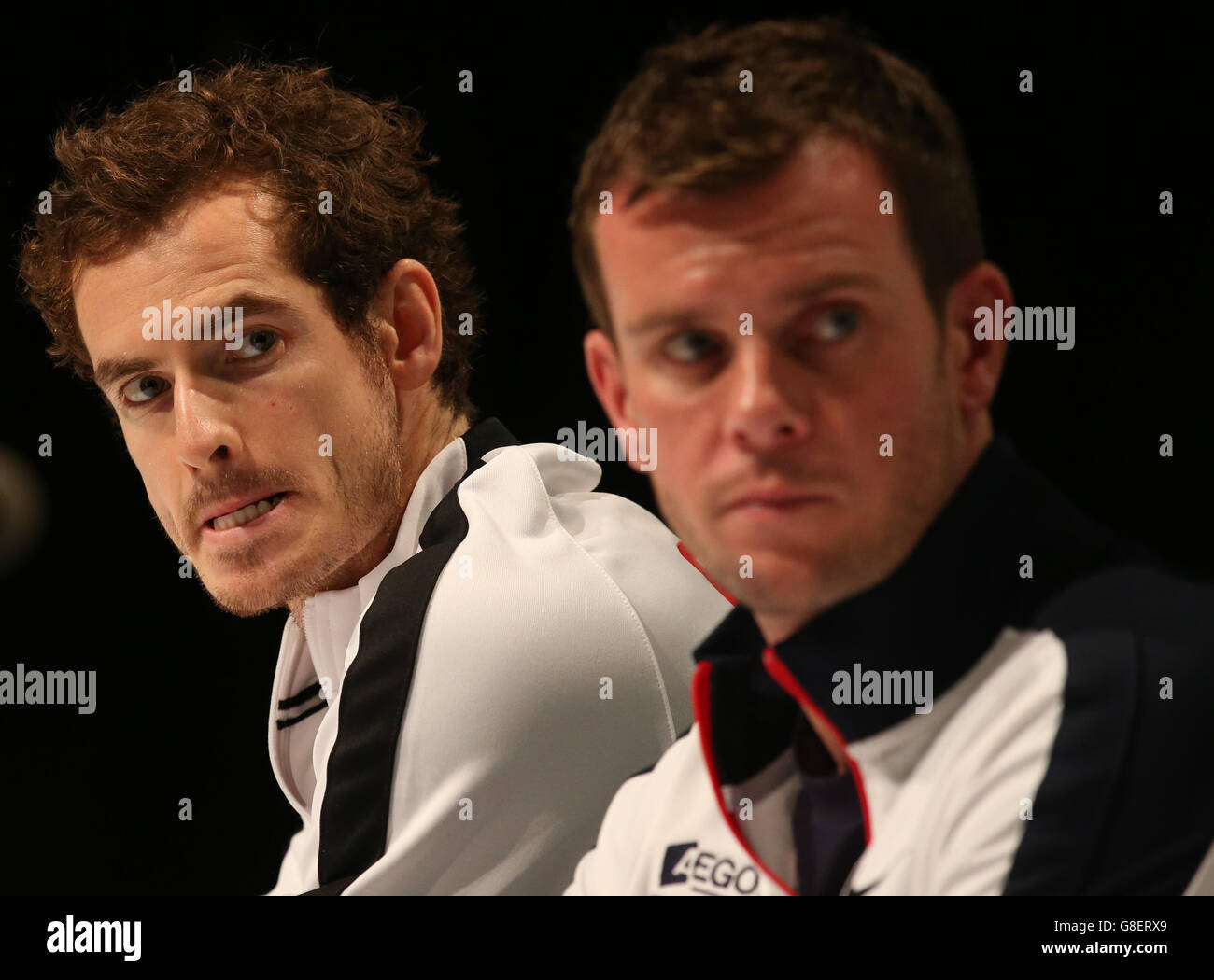 Great Britain's Andy Murray (left), with Captain Leon Smith at a press ... Great Britain's Andy Murray (left), with Captain Leon Smith at a press ...