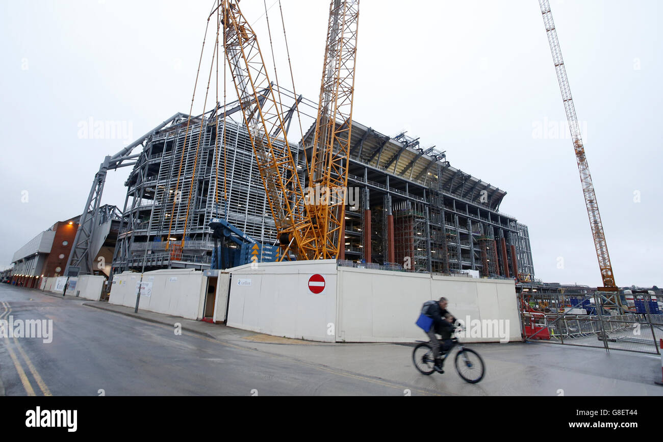 The Main Stand under construction before the UEFA Europa League match ...