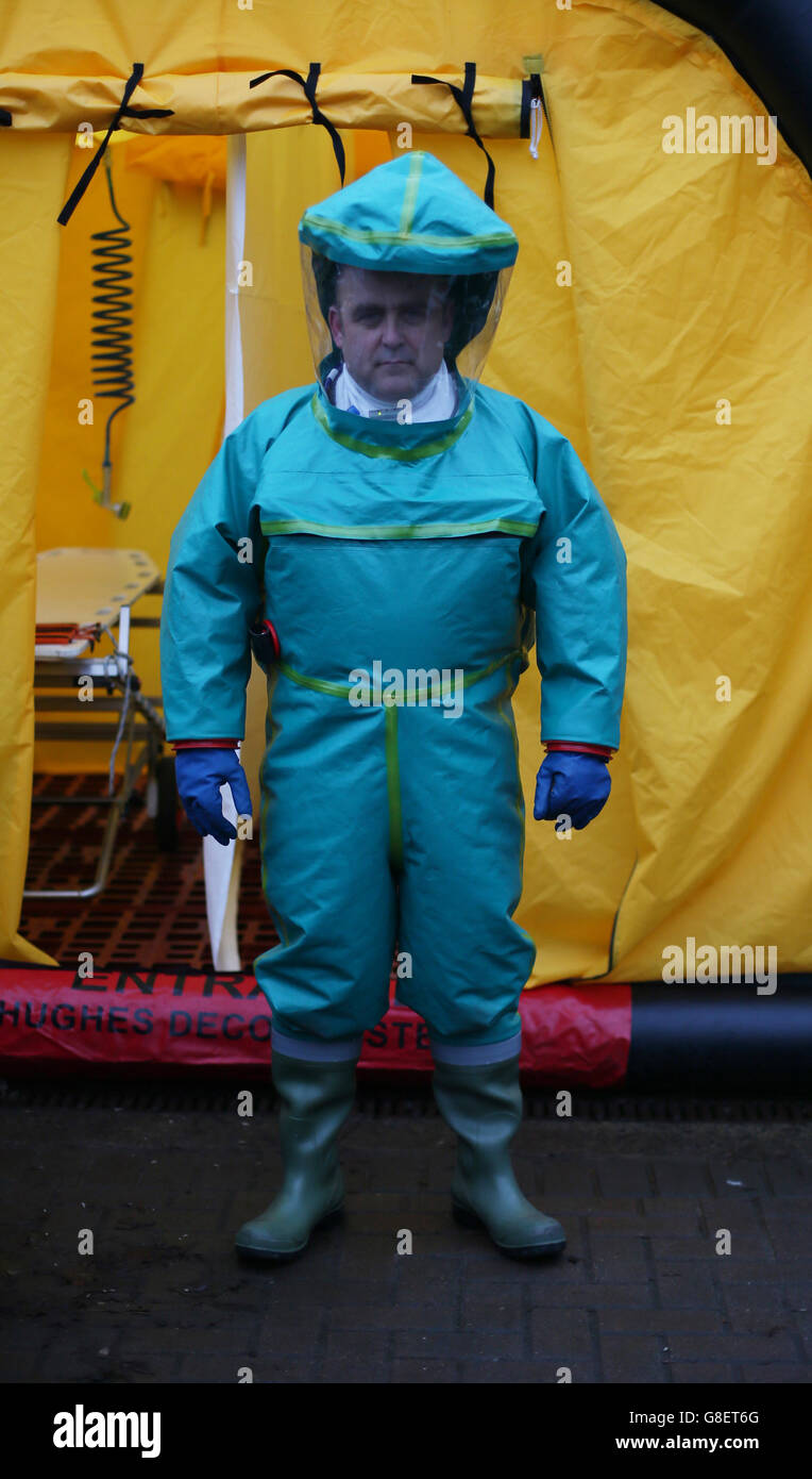 A member of the Ambulance Service wears a Powered Respirator Protective ...