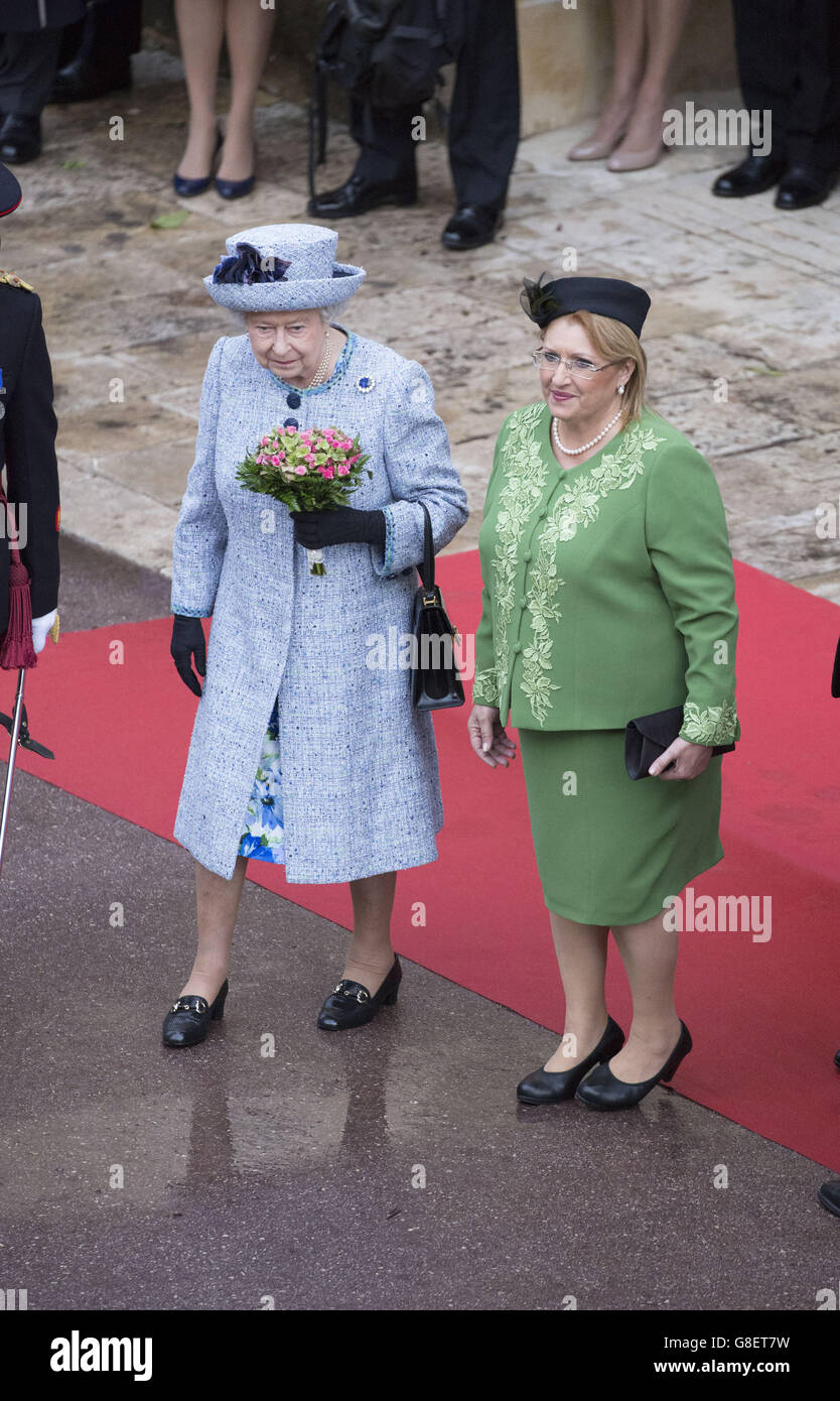 Queen Elizabeth II and Maltese President Marie Louise Coleiro during ...
