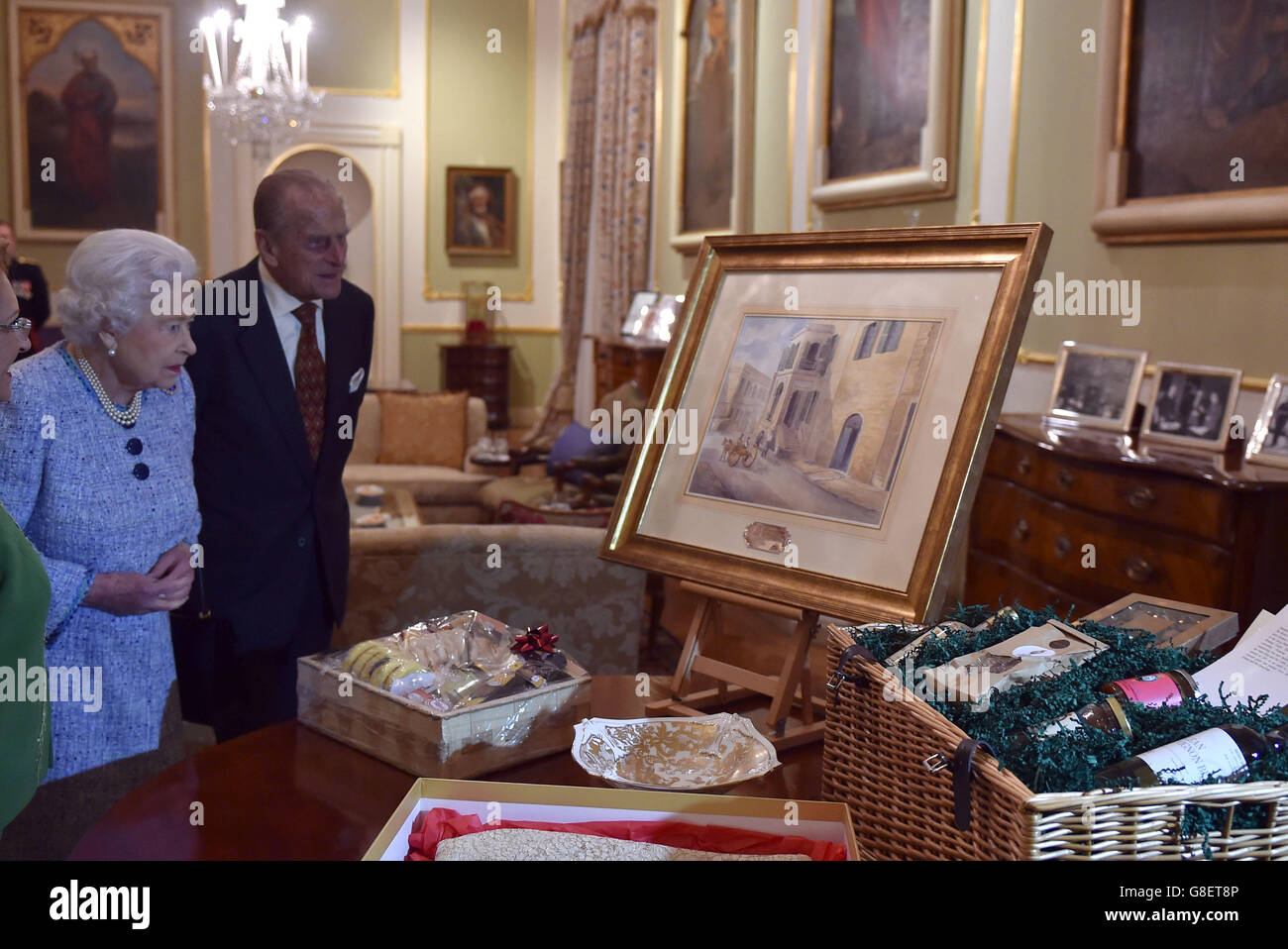 Queen Elizabeth II and the Duke of Edinburgh at San Anton Palace in ...