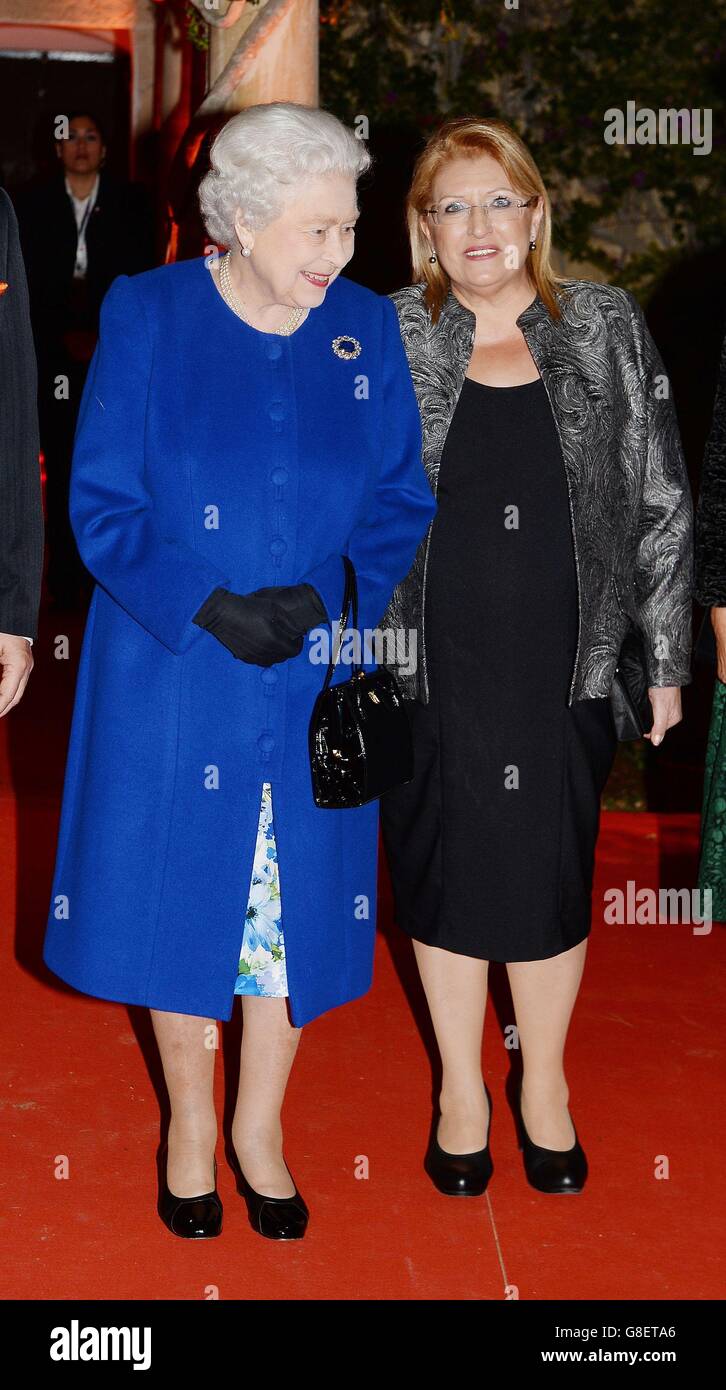 Queen Elizabeth II and Maltese President Marie Louise Coleiro attend an ...