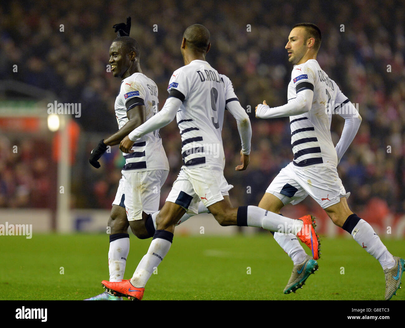 Bordeaux's Henri Saivet celebrates scoring his team's first goal with ...