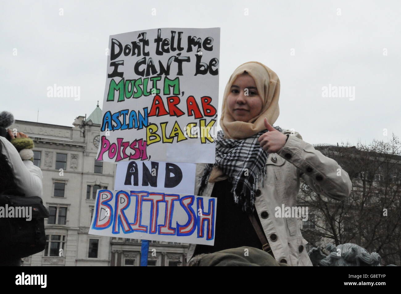 UN Anti-racist demonstration in London's Trafalgar square Stock Photo ...