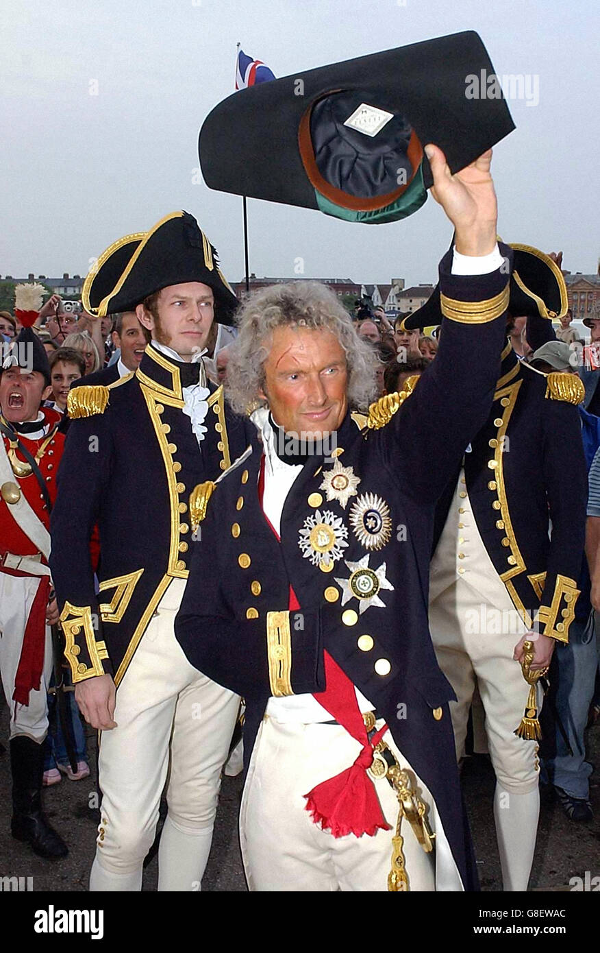 Local historian Alex Naylor playing the part of Admiral Lord Nelson as ...