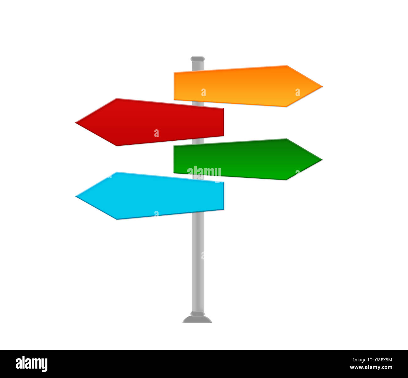 Colorful signal directions in blue, green, orange and red colors Stock ...