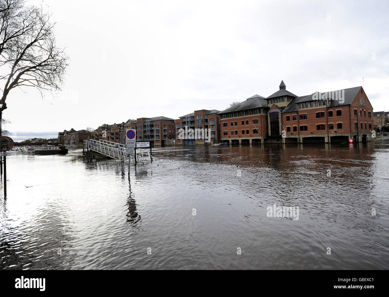 The River Ouse after bursting its banks in York city centre, flooding ...