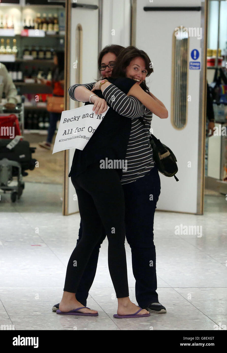 British film-maker Becky Prosser, (nearest camera), who was jailed in ...