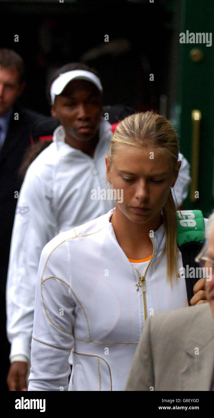 Russia's Maria Sharapova walks out ahead of USA's Venus Williams (L ...