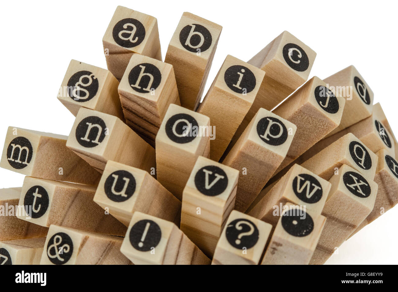 English alphabet lowercase, collage of isolated wood letterpress ...