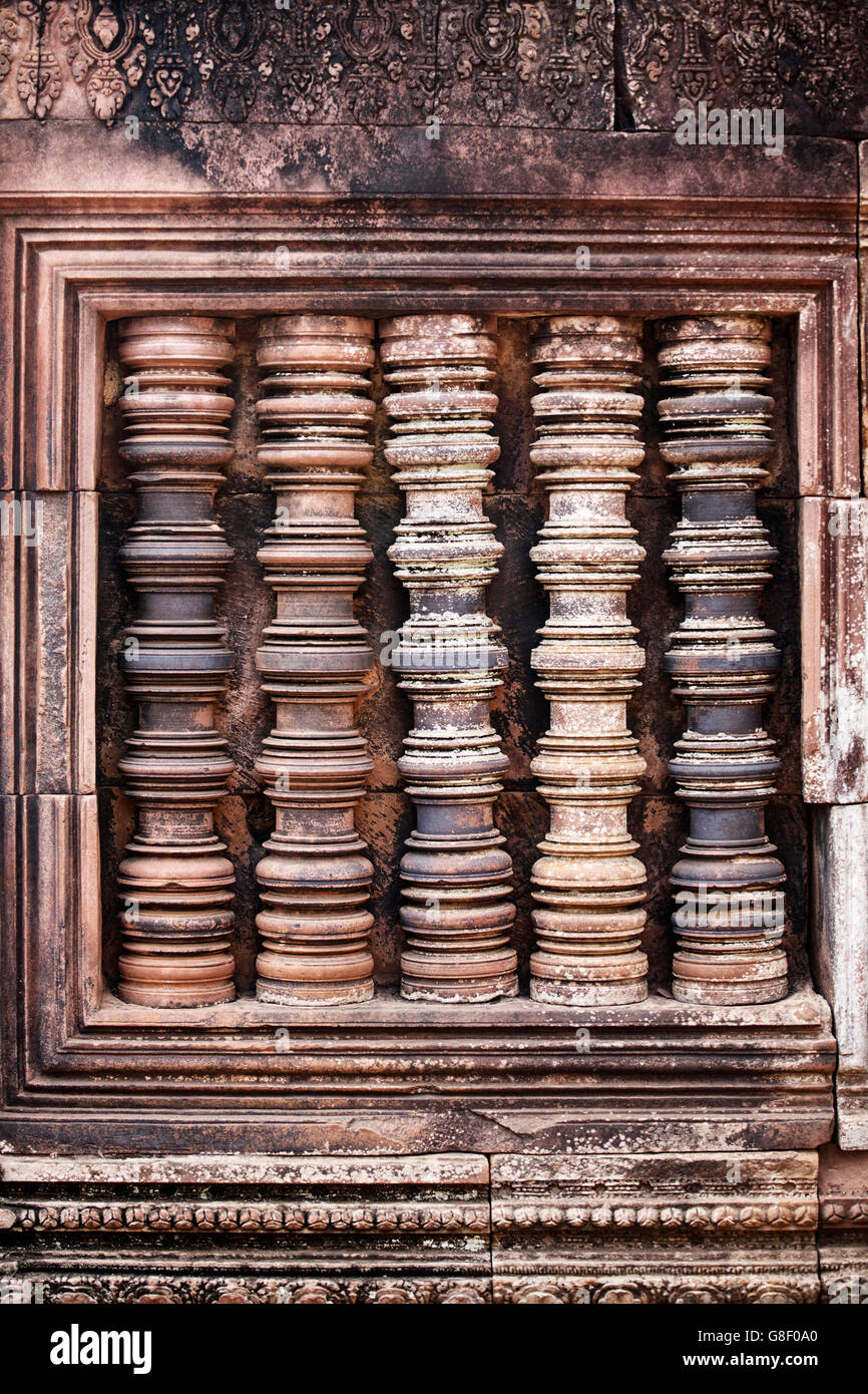 Colonettes at Banteay Srey temple at Angkor in Cambodia Stock Photo - Alamy