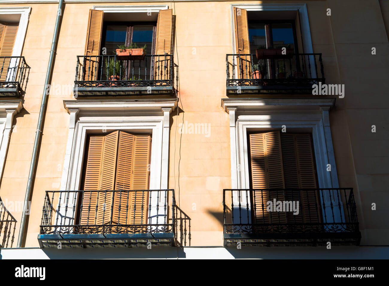 Low Angle View of Apartment Building with Traditional Balconies Stock ...