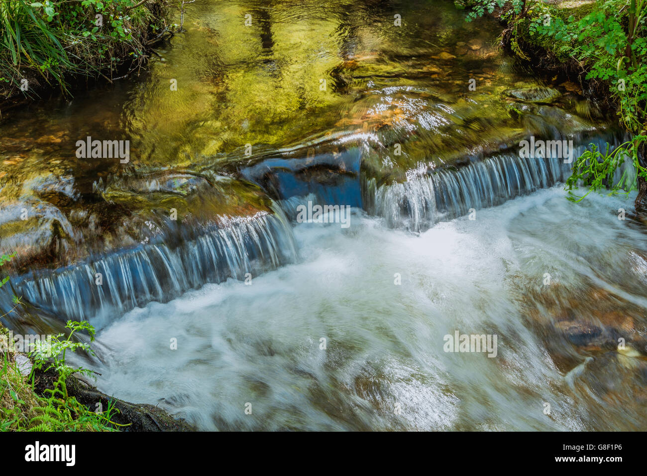 Close View of Man Made Water Sluice on a River Stock Photo - Alamy
