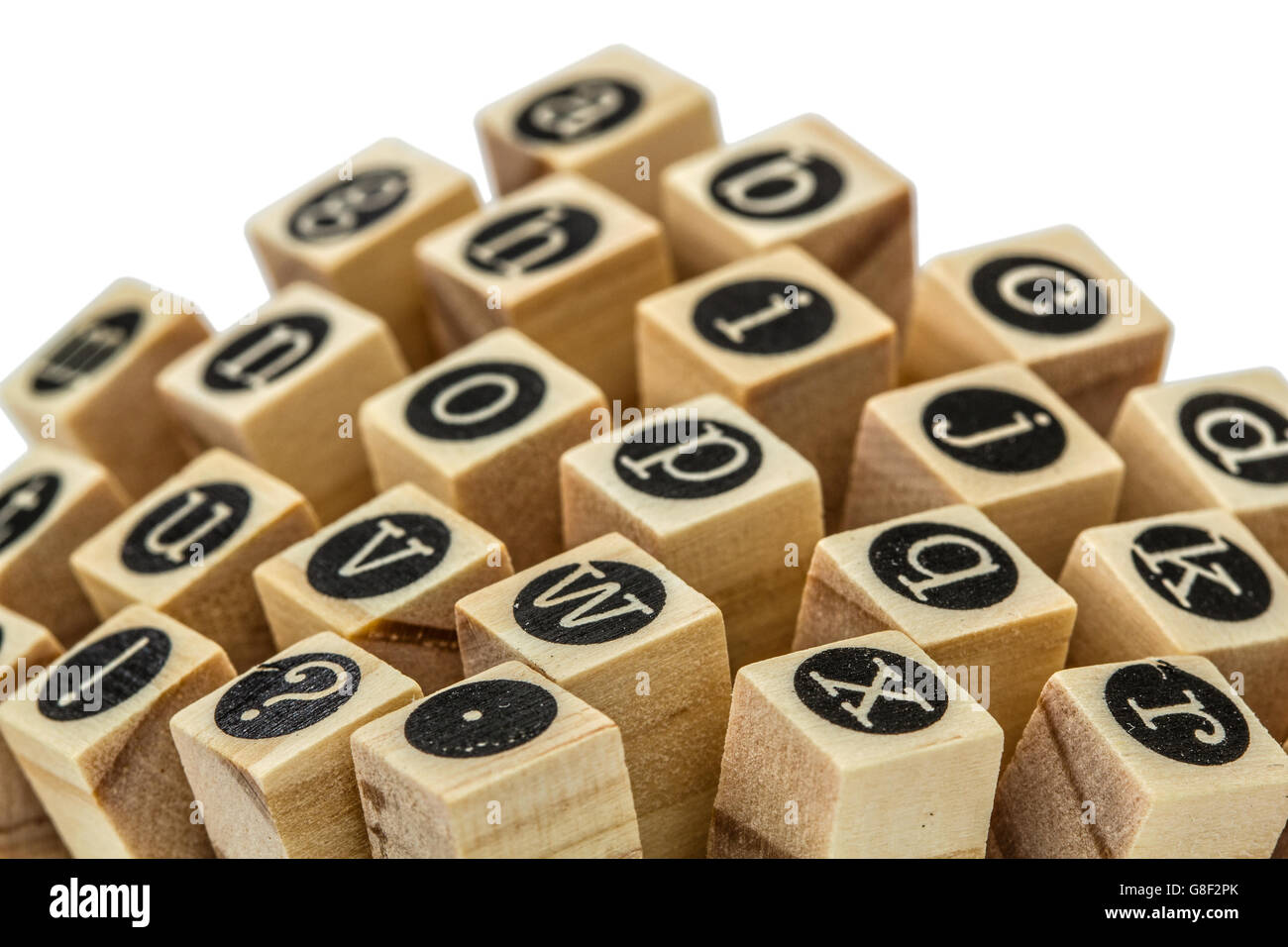 English alphabet lowercase, collage of isolated wood letterpress ...