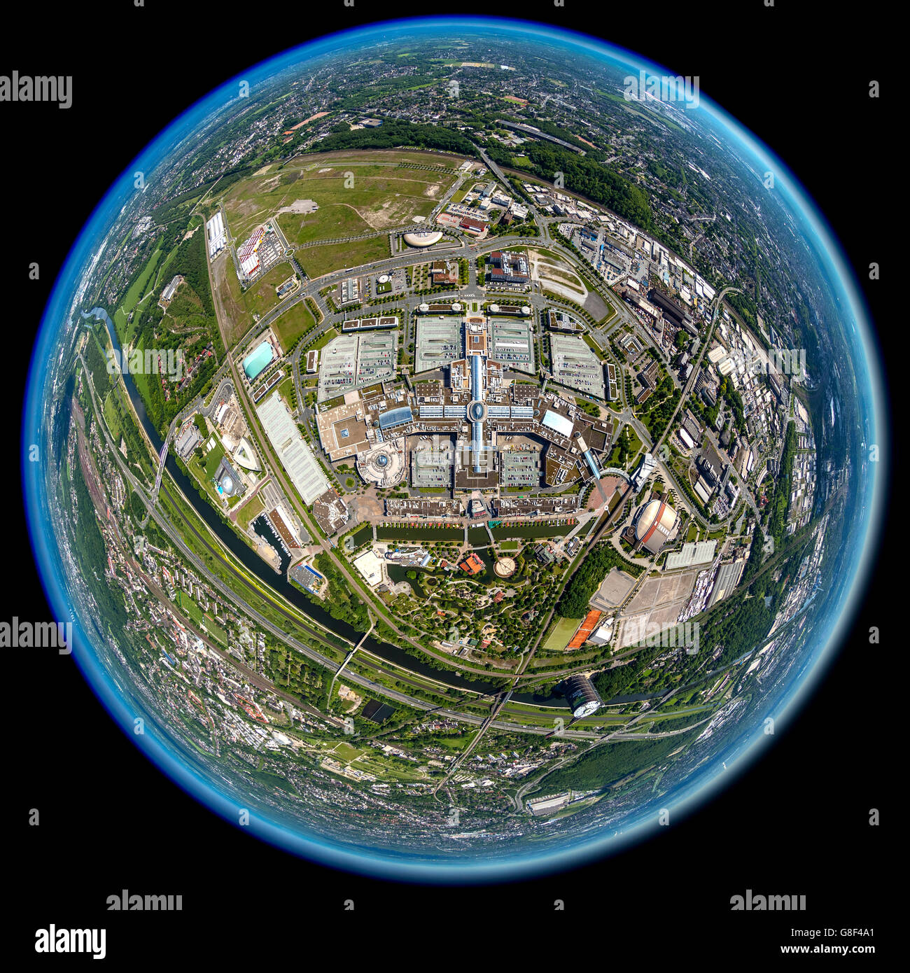 Aerial view, fisheye optics, fisheye lens, Centro Oberhausen, new ...