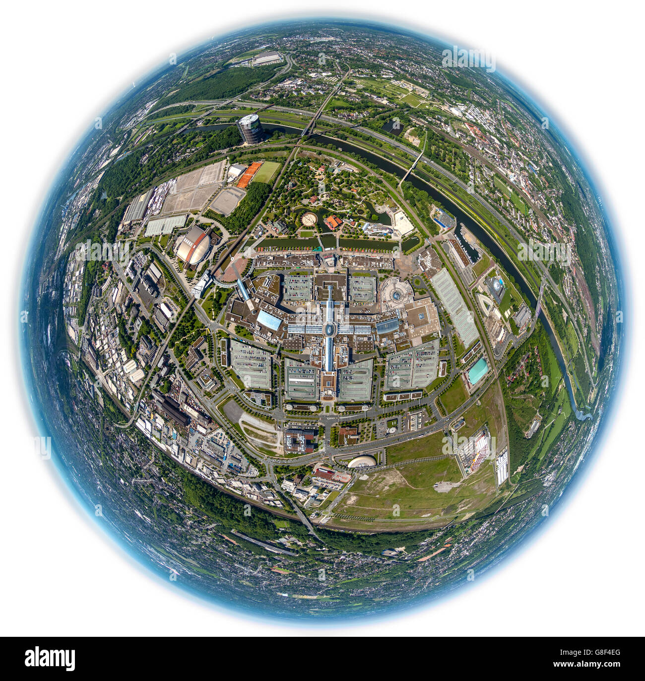 Aerial view, fisheye optics, fisheye lens, Centro Oberhausen, new ...