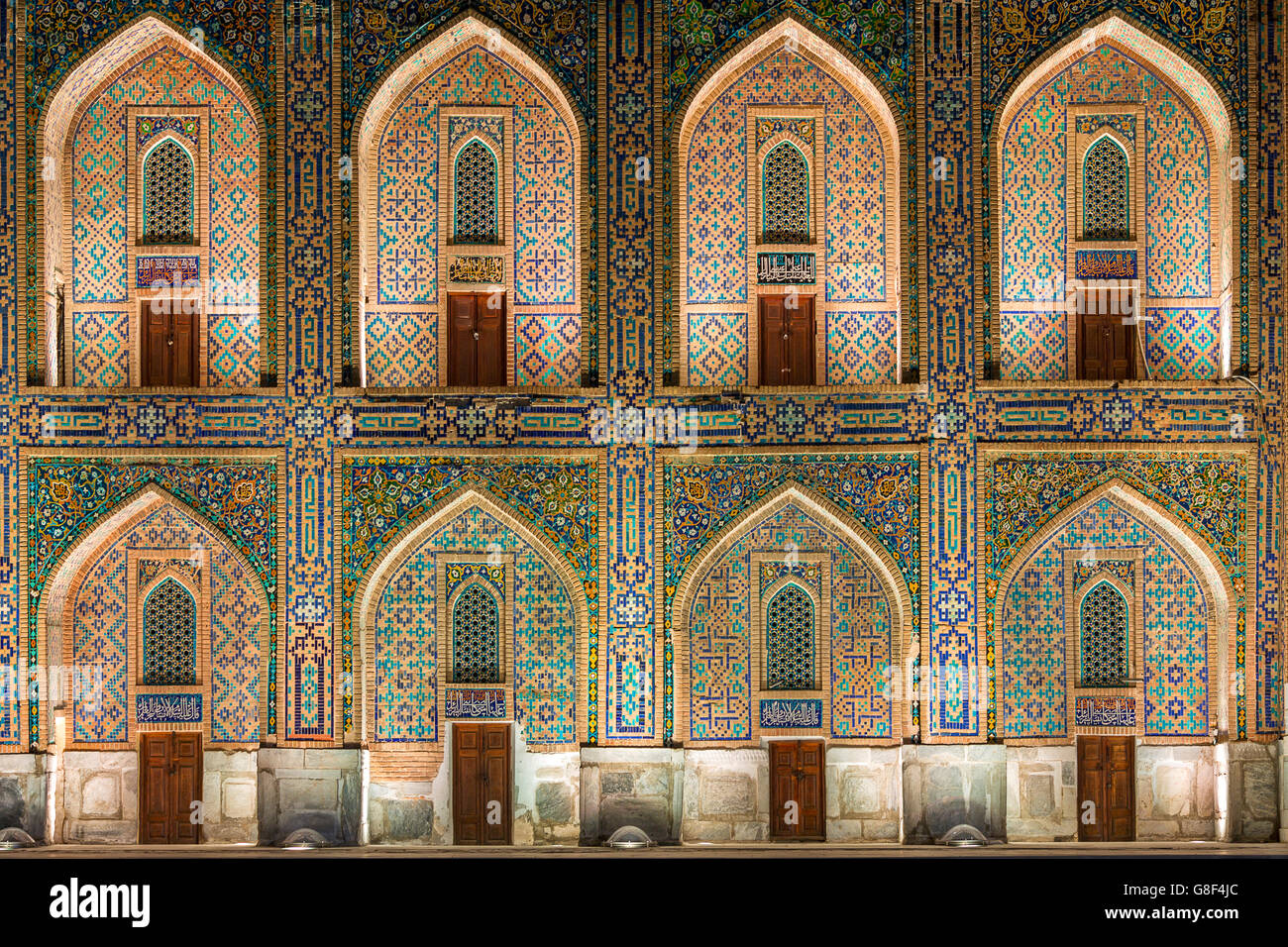 Arched doors and windows in Registan Square, Samarkand, Uzbekistan ...
