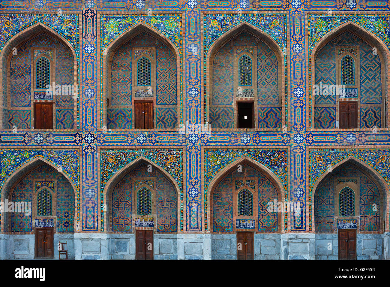 Arched doors and windows in Registan Square, Samarkand, Uzbekistan ...