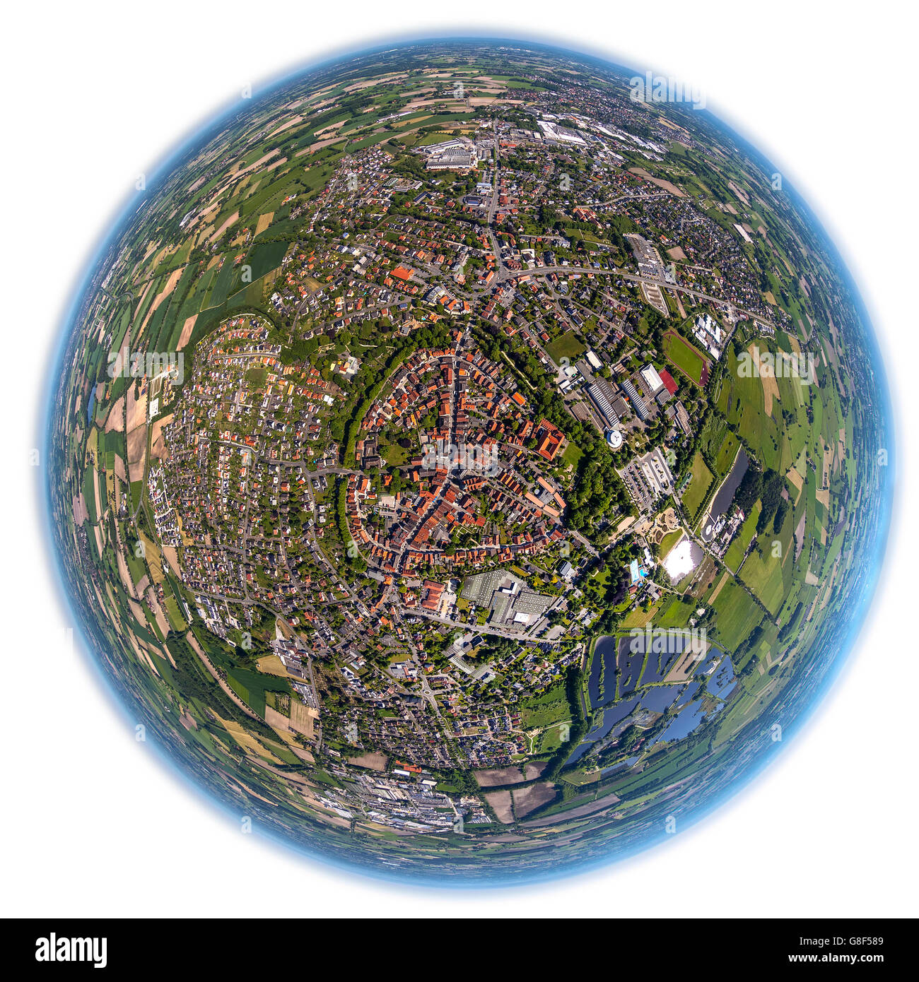 Aerial view, overview of Rietberg, fisheye Up, fisheye, Rietberg, East ...
