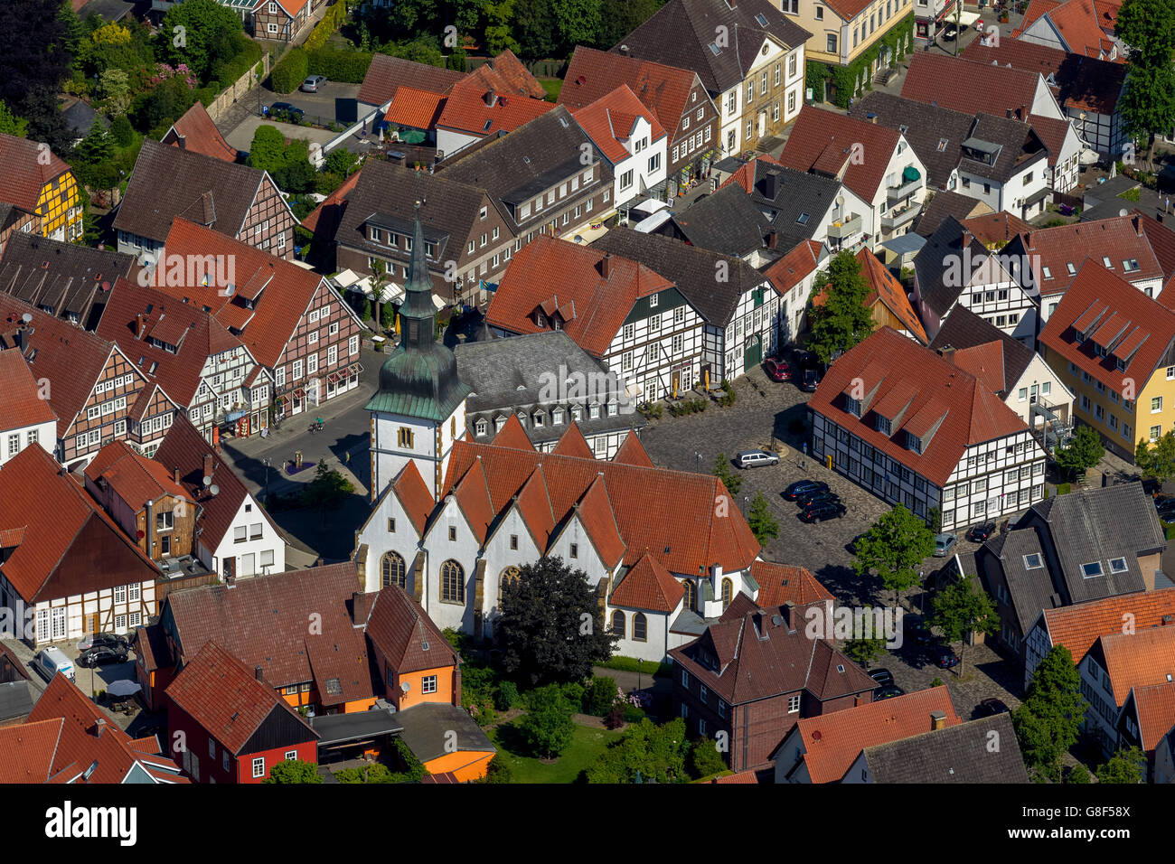 Aerial view, Catholic Church of St. John Baptist, Rietberg, East ...
