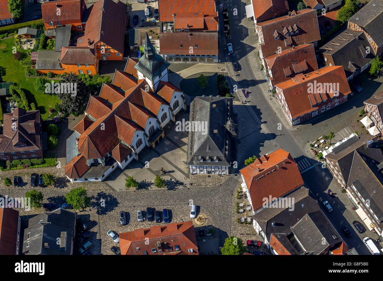 Aerial view, Catholic Church of St. John Baptist, Rietberg, East ...
