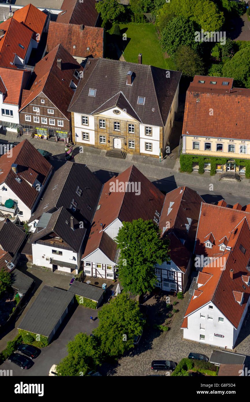 Aerial view, houses in the historic center of Rietberg, Rietberg, East ...