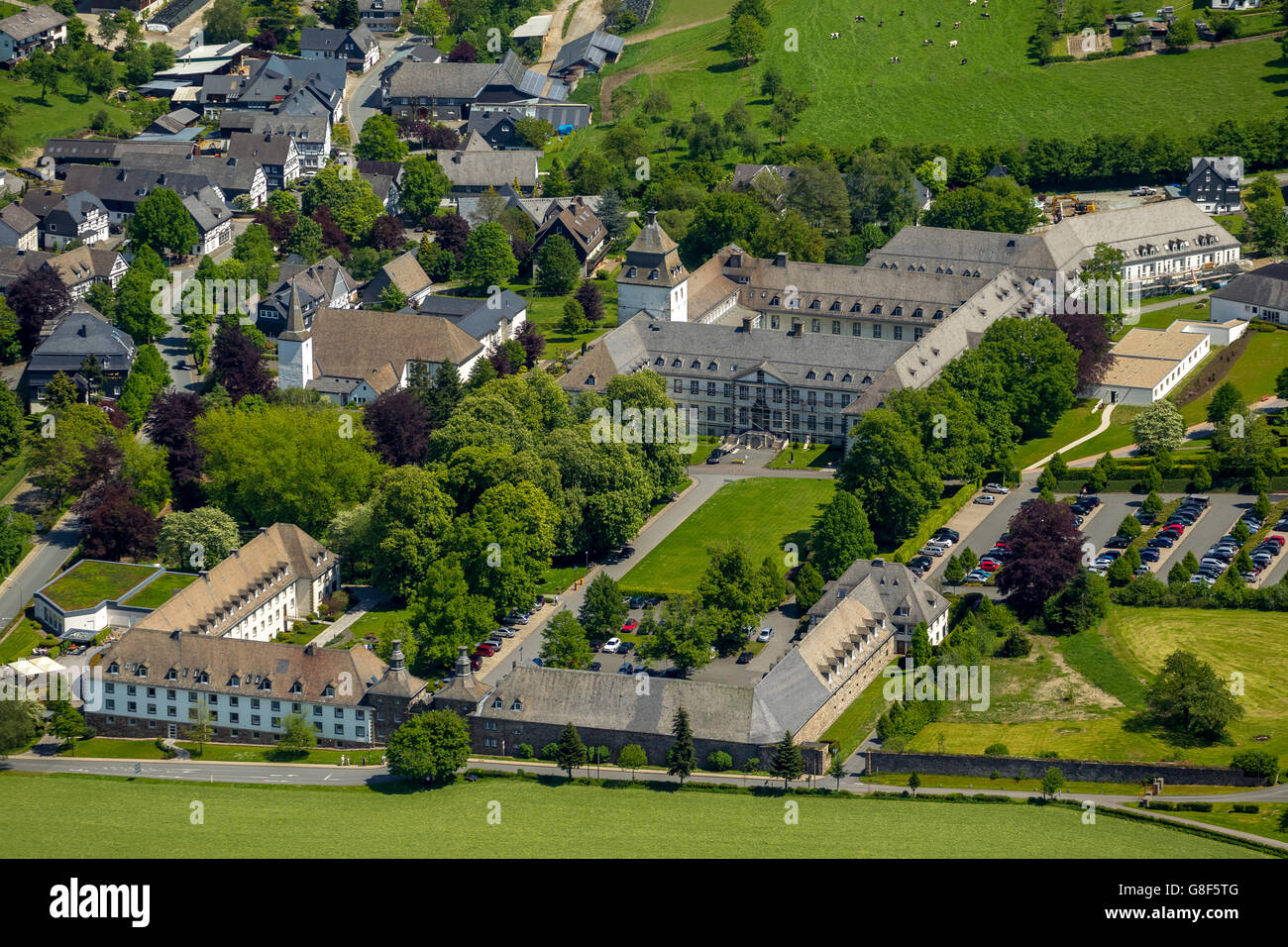 Aerial view, monastery County, specialist hospital, lung clinic ...