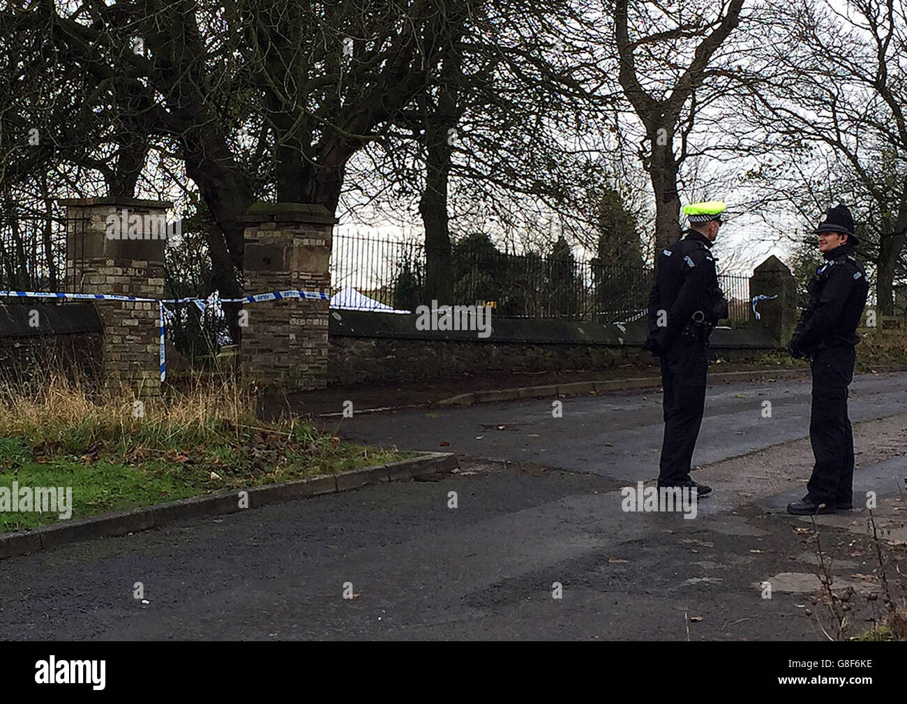 The police cordon at Metal Bridge Cemetery in County Durham where a ...