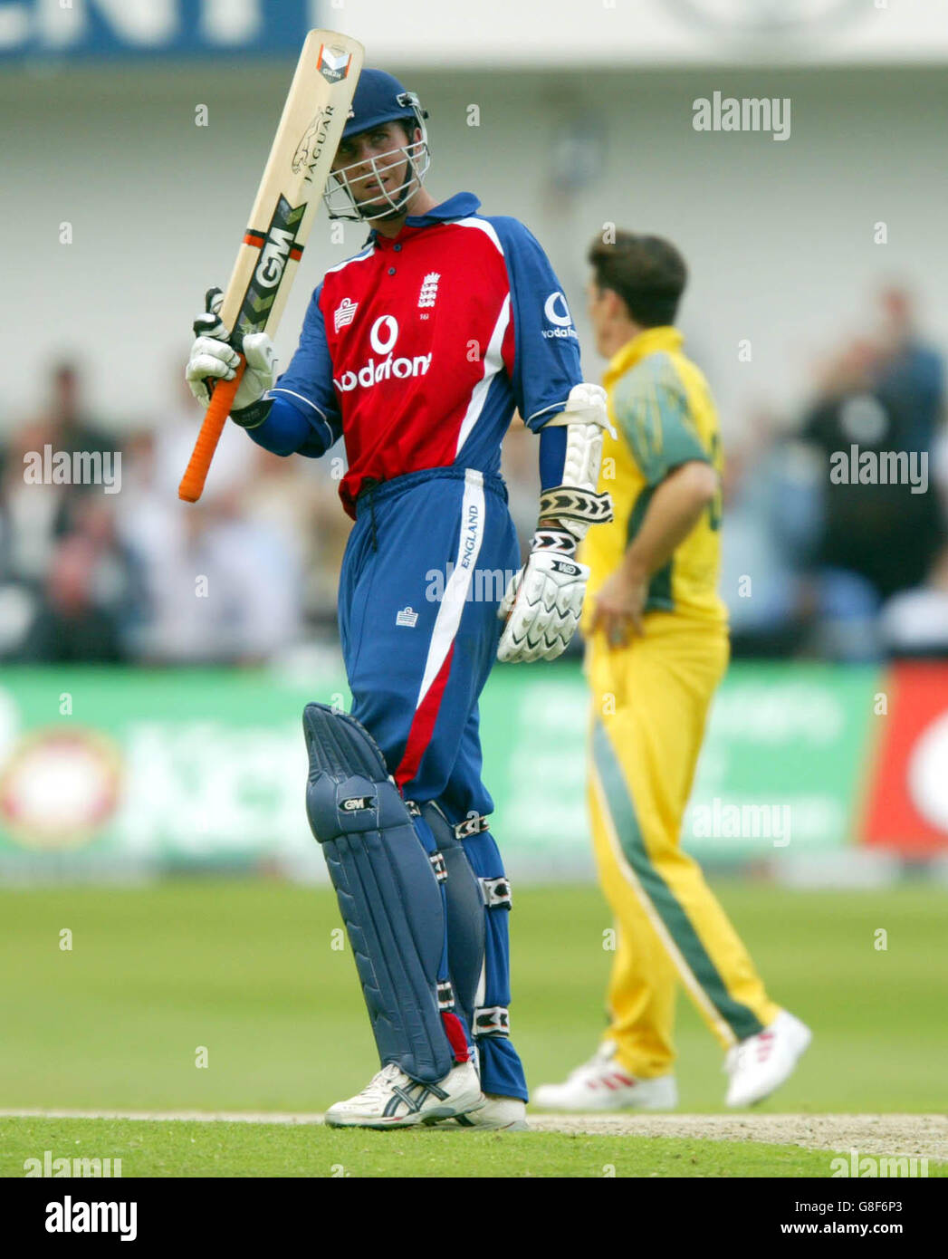 England's Michael Vaughan celebrates his half century Stock Photo - Alamy