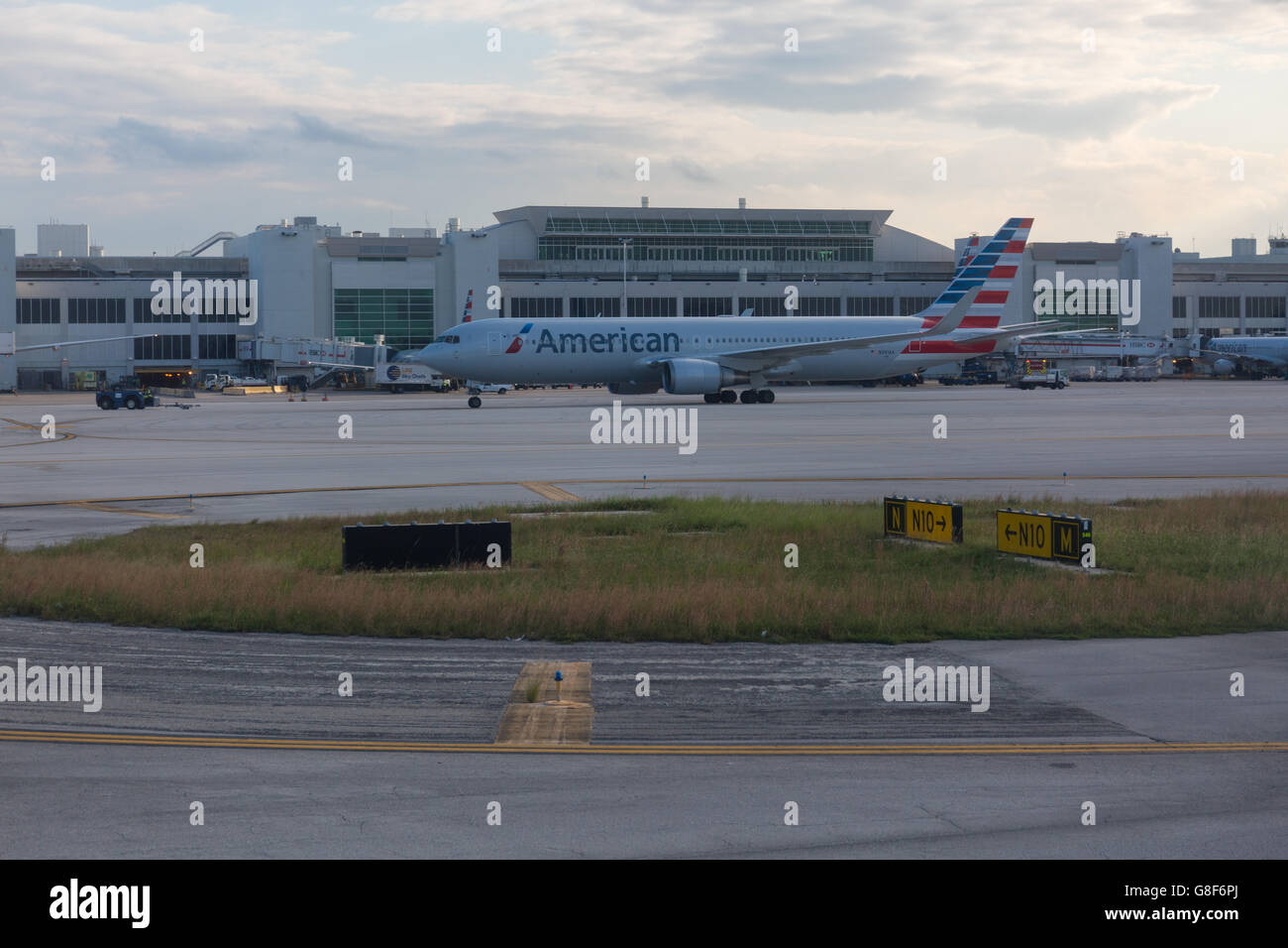 American Airlines jet on the runway at Miami International airport MIA ...