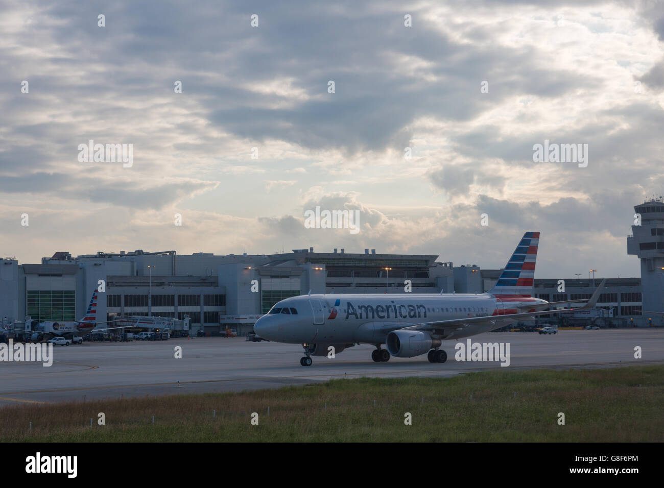 American Airlines jet on the runway at Miami International airport MIA ...