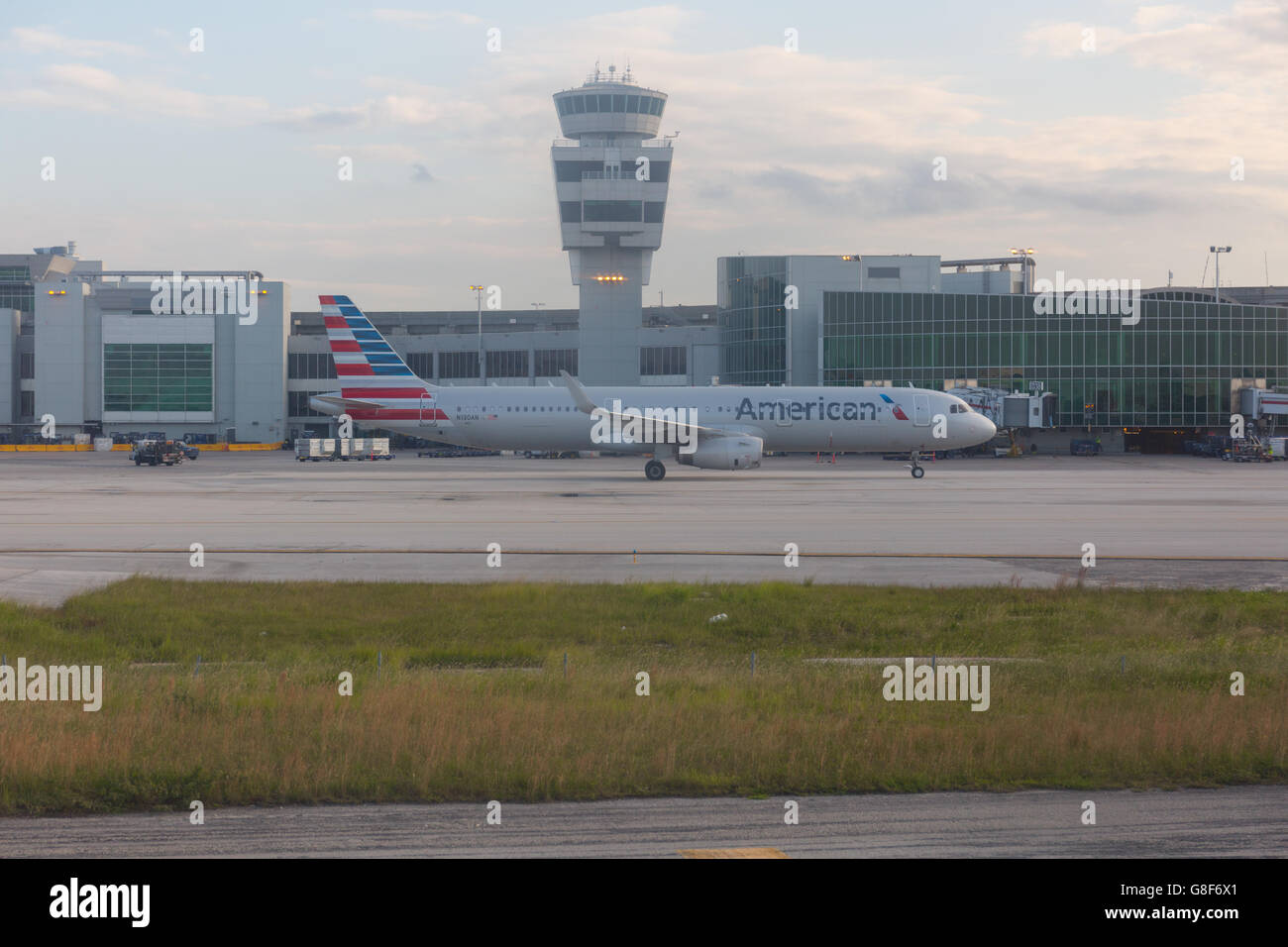 American Airlines jet on the runway at Miami International airport MIA ...