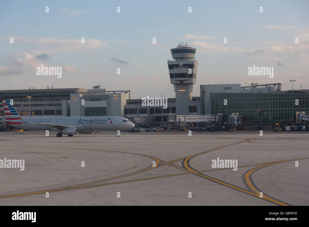 American Airlines jet on the runway at Miami International airport MIA ...