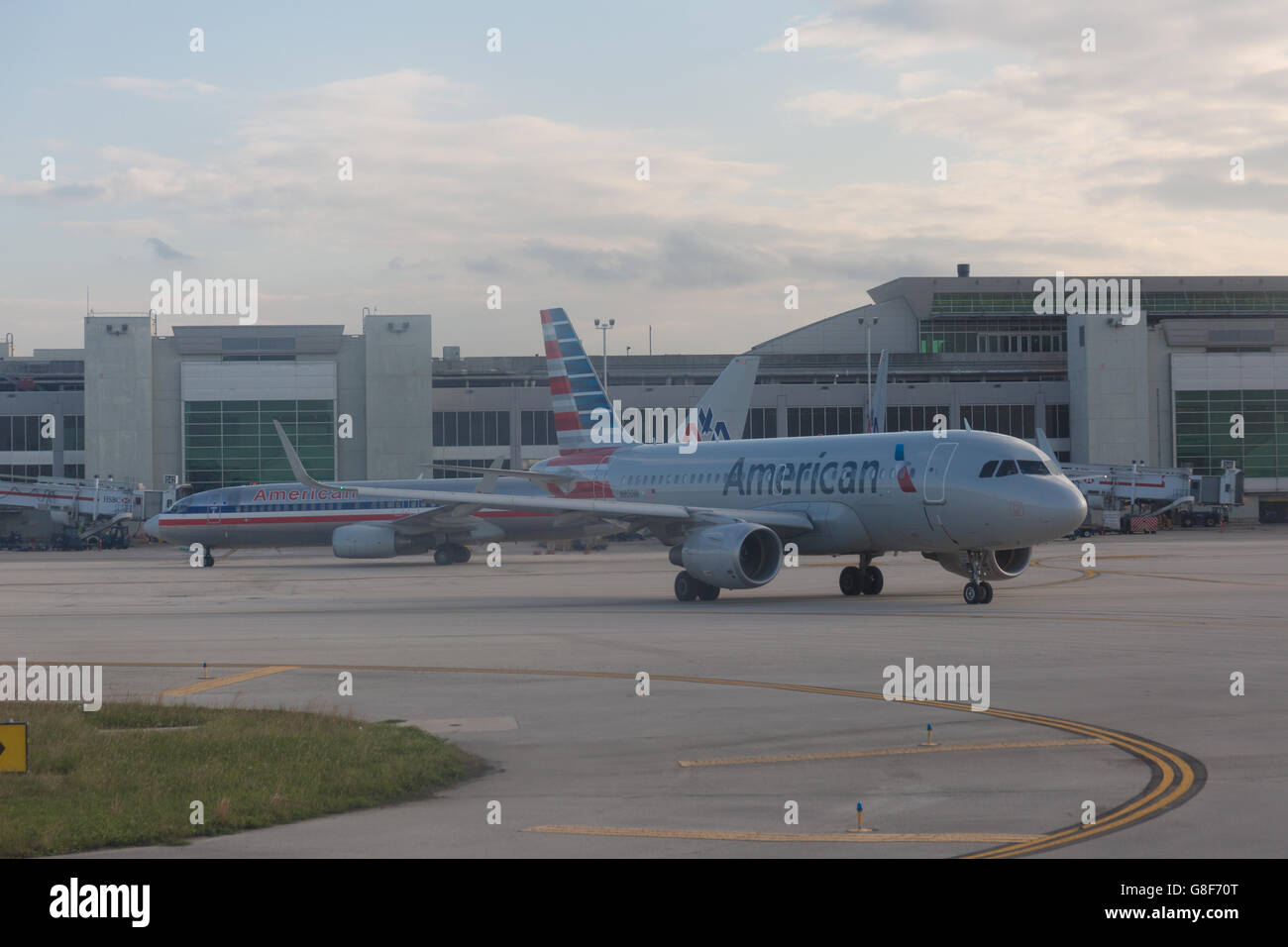 American Airlines jet on the runway at Miami International airport MIA ...
