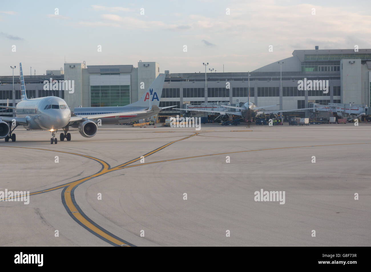 American Airlines jet on the runway at Miami International airport MIA ...