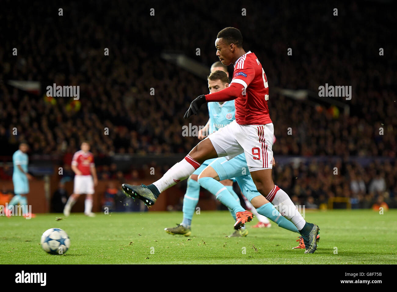 Manchester United's Anthony Martial with an effort on goal during the ...