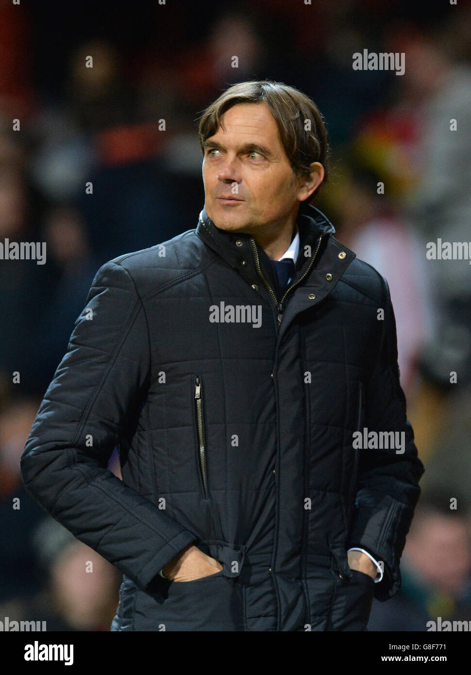 PSV Eindhoven manager Phillip Cocu walks away from the technical area ...