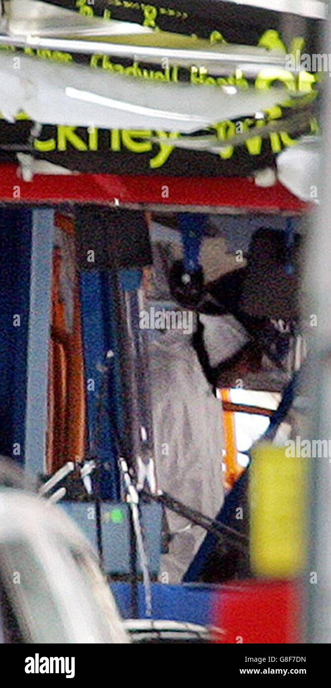 The number 30 bus on which a bomb exploded, killing 13 people, sits in ...