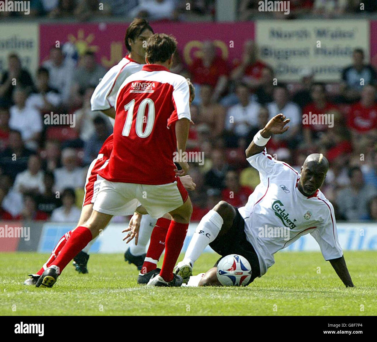 Soccer friendly wrexham v liverpool the racecourse ground hi-res stock ...