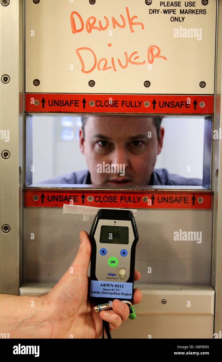 Actor Declan Reynolds poses in a holding cell in Store Street Garda ...