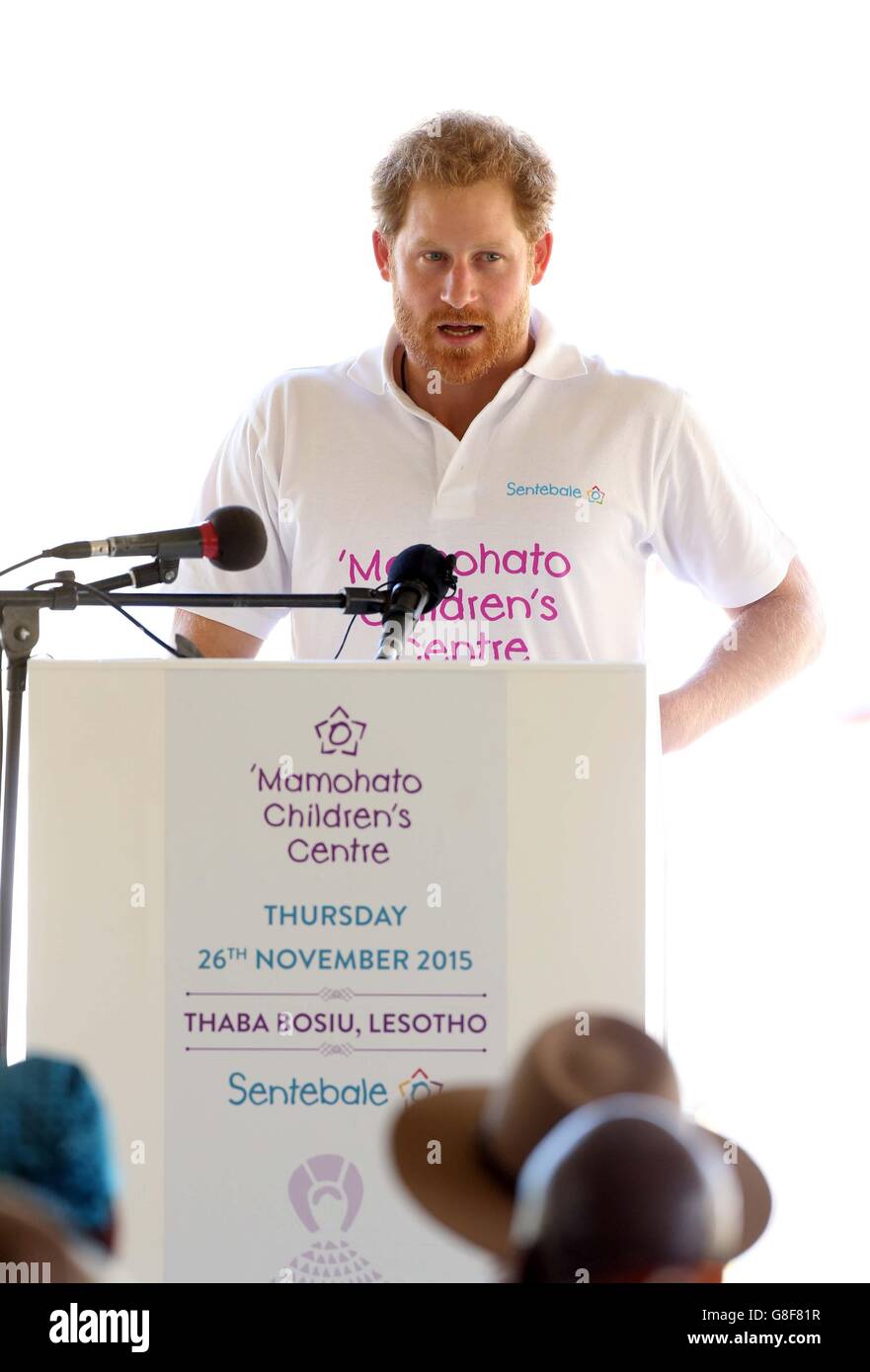 Prince Harry makes a speech during the opening of the Sentebale ...