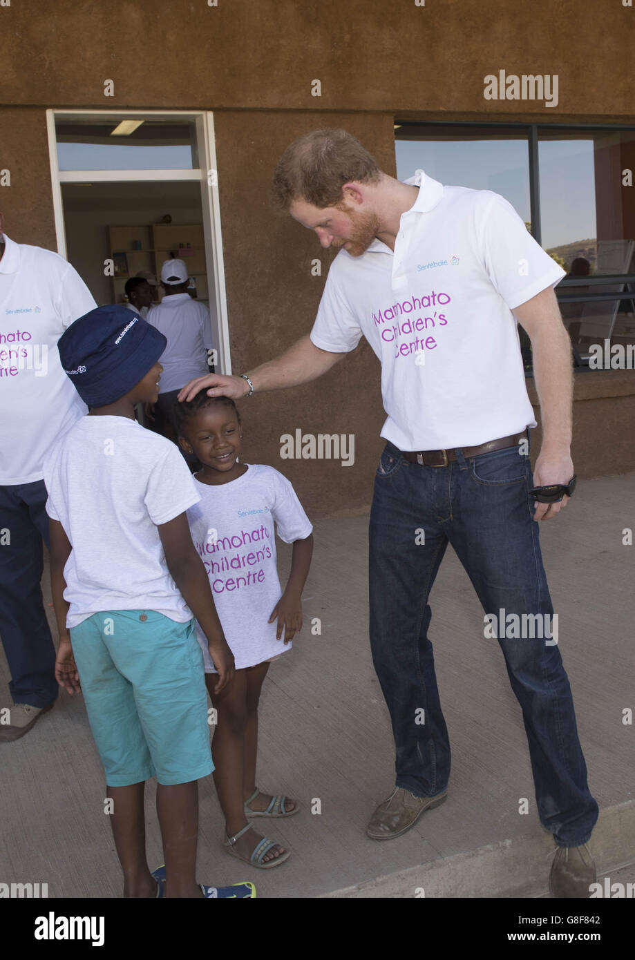 Prince Harry with youngsters during the opening of the Sentebale ...