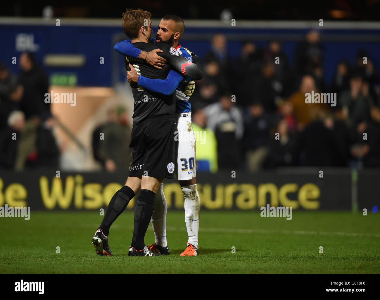 Queens Park Rangers goalkeeper Robert Green and Sandro embrace at full ...